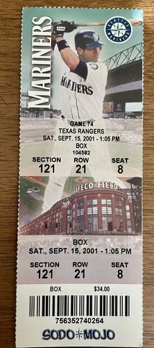 2001 Seattle Mariners Ticket Stub 116th Win Record 10/06/01 ...