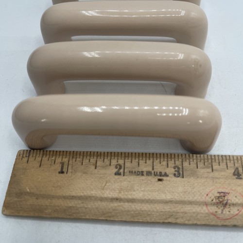 Lot of 4 Vtg Porcelain Peaches & Cream Drawer Pulls Rounded Unmarked NO ...