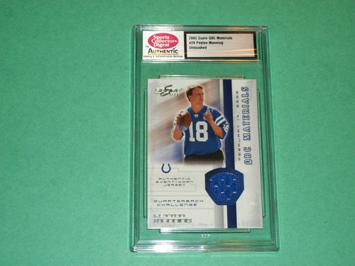 Peyton Manning Worn Jersey Card 2002 Score Untouched Indianapolis Colts ...