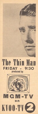 1958 KVOO OKLAHOMA TV AD PETER LAWFORD in THE THIN MAN MGM TELEVISION ...