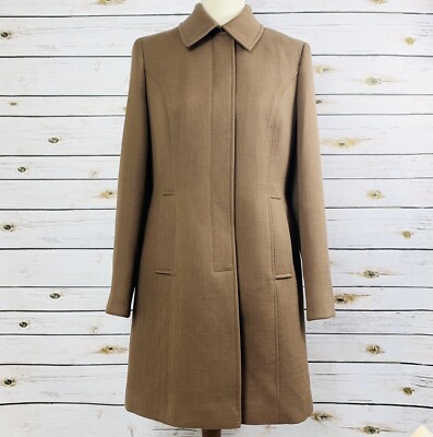 INC Winter Wool Coat Hidden Button Closure Chain Link Accent Brown ...