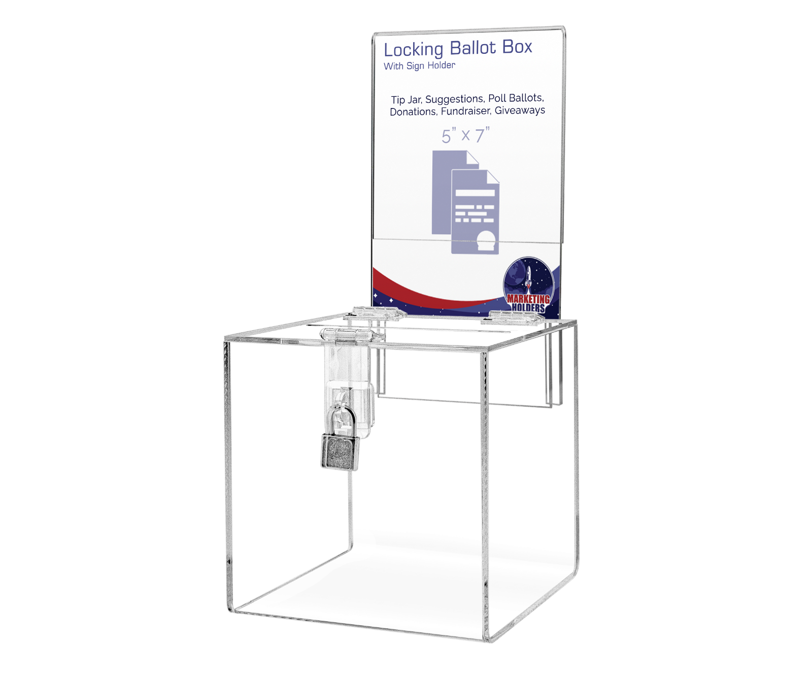 6" Square Ballot Box with Removable Header Clear Acrylic | eBay