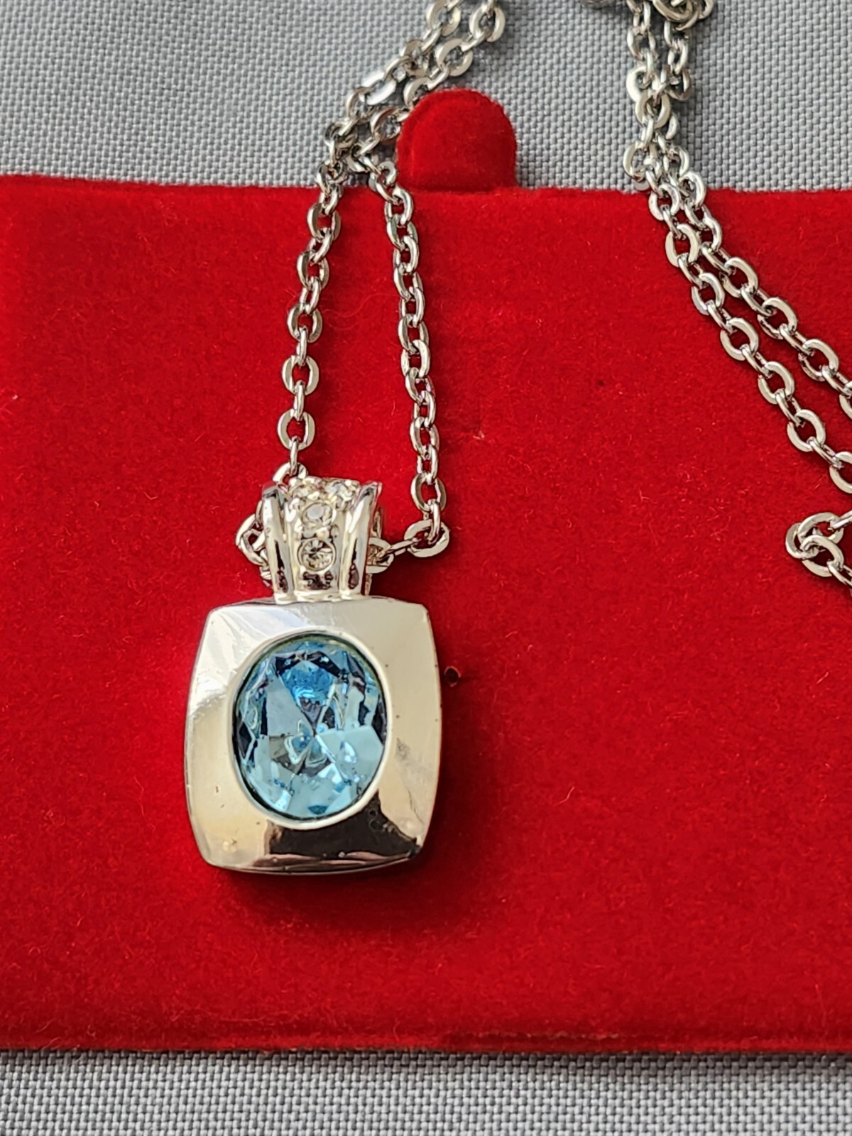 Vintage Signed Roman Silver Plate Blue Rhinestone Nec… - Gem