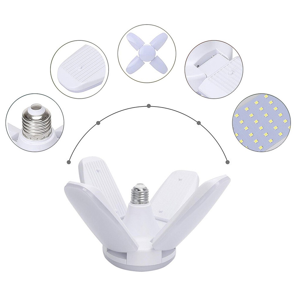 E27 Deformable LED Garage Light Bulb Ceiling Fixture 60W Home Shop ...