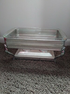 Pyrex Chafing Dish Silver Plate Holder And 2 Sterno Holders | eBay