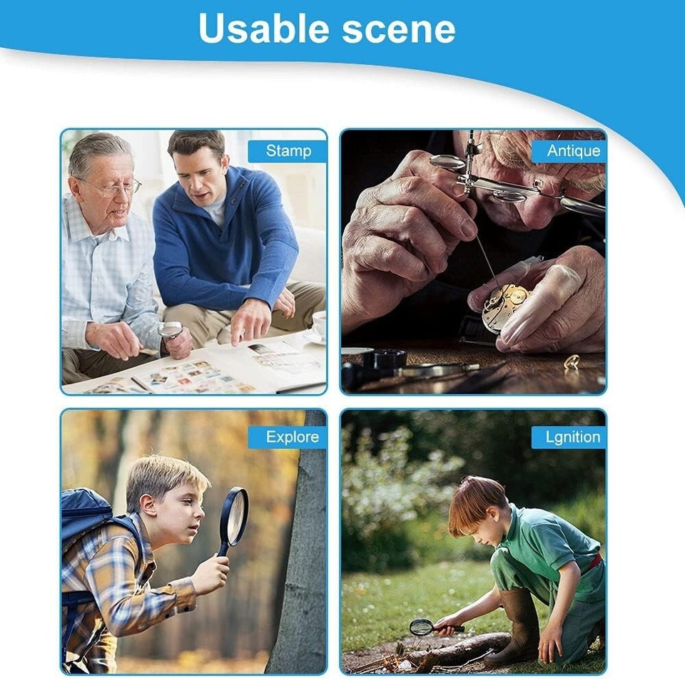 30X 40X Magnifying Glass With Light And Stand, Non-rechargeable ...