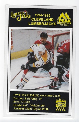 1994-95 Cleveland Lumberjacks (IHL) Dave Michayluk postcard | eBay