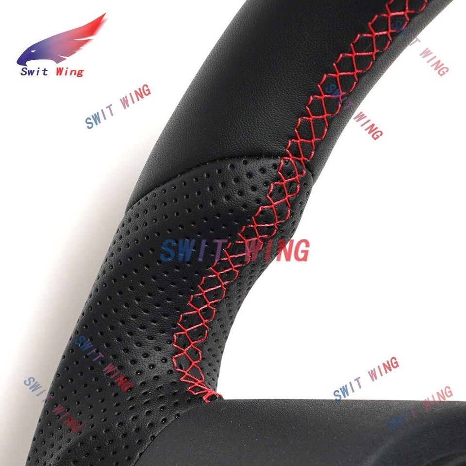 Full Leather Sports Flat Steering Wheel for FORD F150 SVT 2011-2014 Red ...