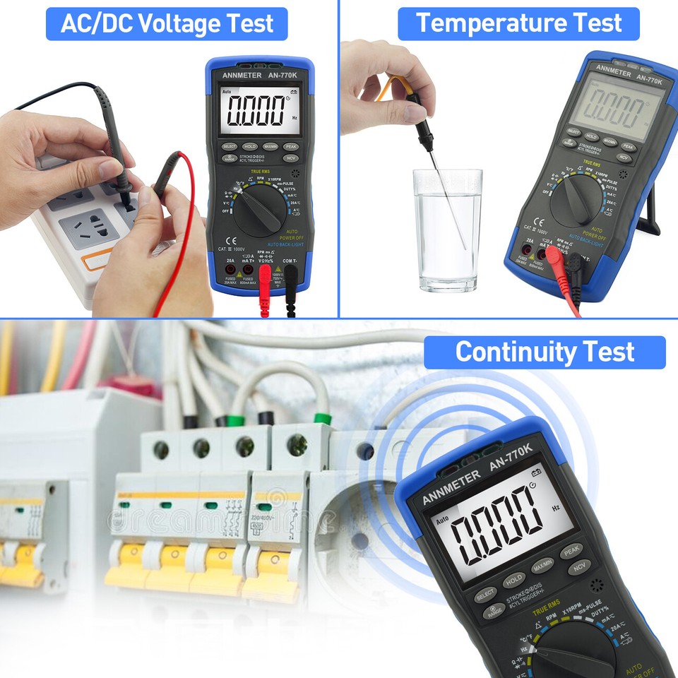 Automotive Multimeter Engine Analyzer AC DC Current Tach RPM Dwell ...