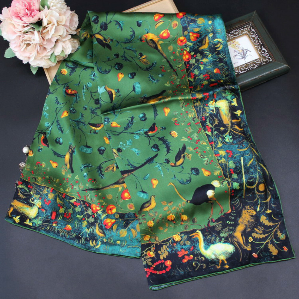 Women 41"Square 100% Mulberry Silk Scarf Vintage Shawl Print Hand ...