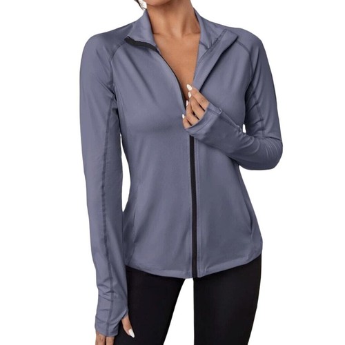 Basic Zip Up Active Jacket in Dusty Blue, Size M | eBay