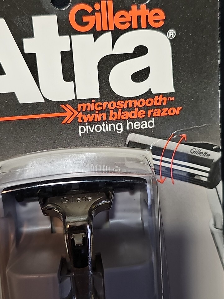 Vtg Gillette Atra Microsmooth Twin Blade Pivoting Head Aluminum Handle ...