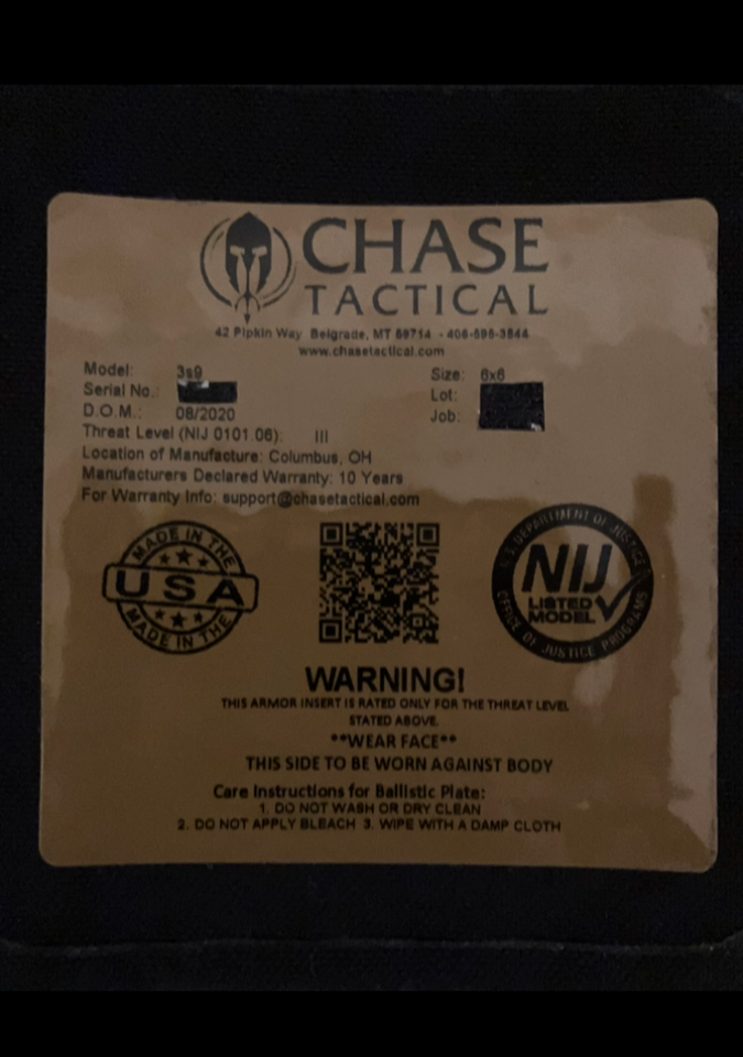 Highcom 3S9 Level III++ 6x6 Strike Face Side SAPI Ballistic Body Armor ...