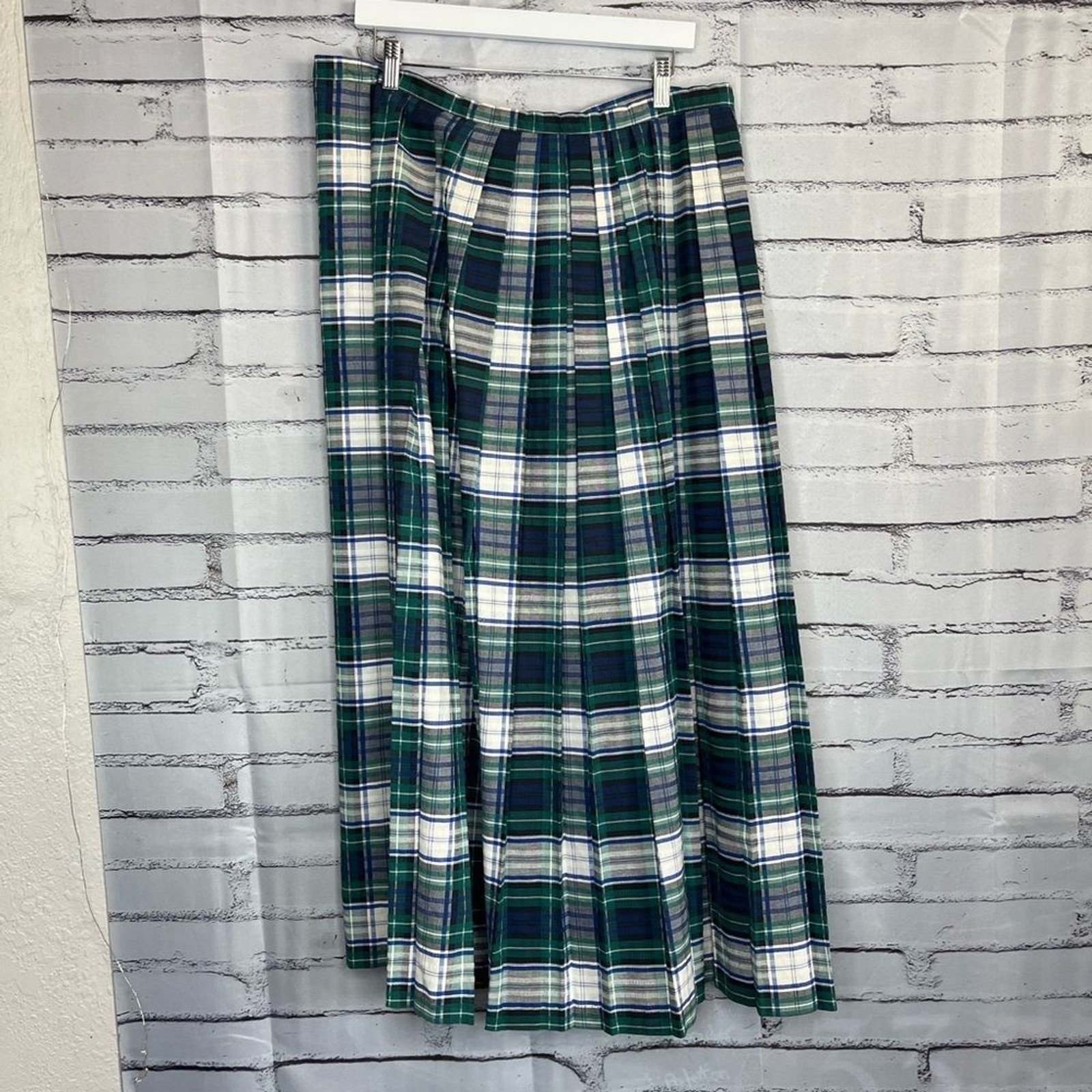 Vintage 1950s Jonathan Logan White & Green Plaid Maxi… - Gem