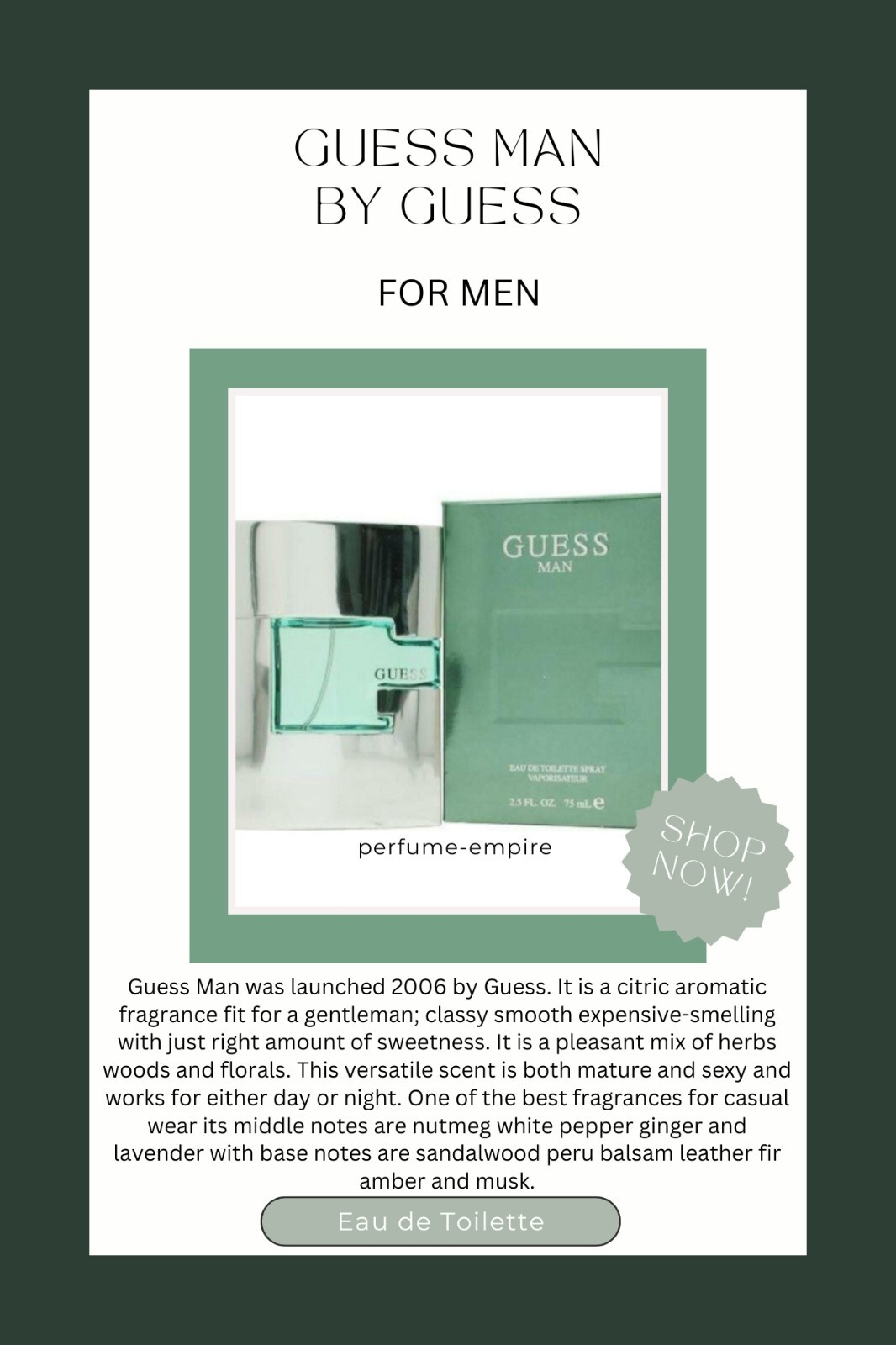 GUESS MAN Guess Cologne 2.5 oz EDT For Men New in Box
