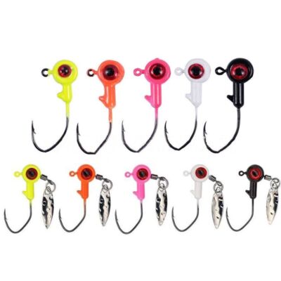 25/50PCS Jig Head Spinner Fishing Hooks Bass Crappie 5 Color 1/32oz 1 ...