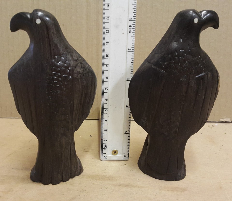 Bird Guards sentinel Ornaments Pair of carved hardwood carving | eBay UK