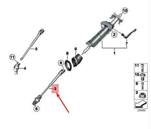 BMW X3 F25 STEERING SPINDLE BOTTOM WITH DOUBLE JOINT 32306787334 NO ...