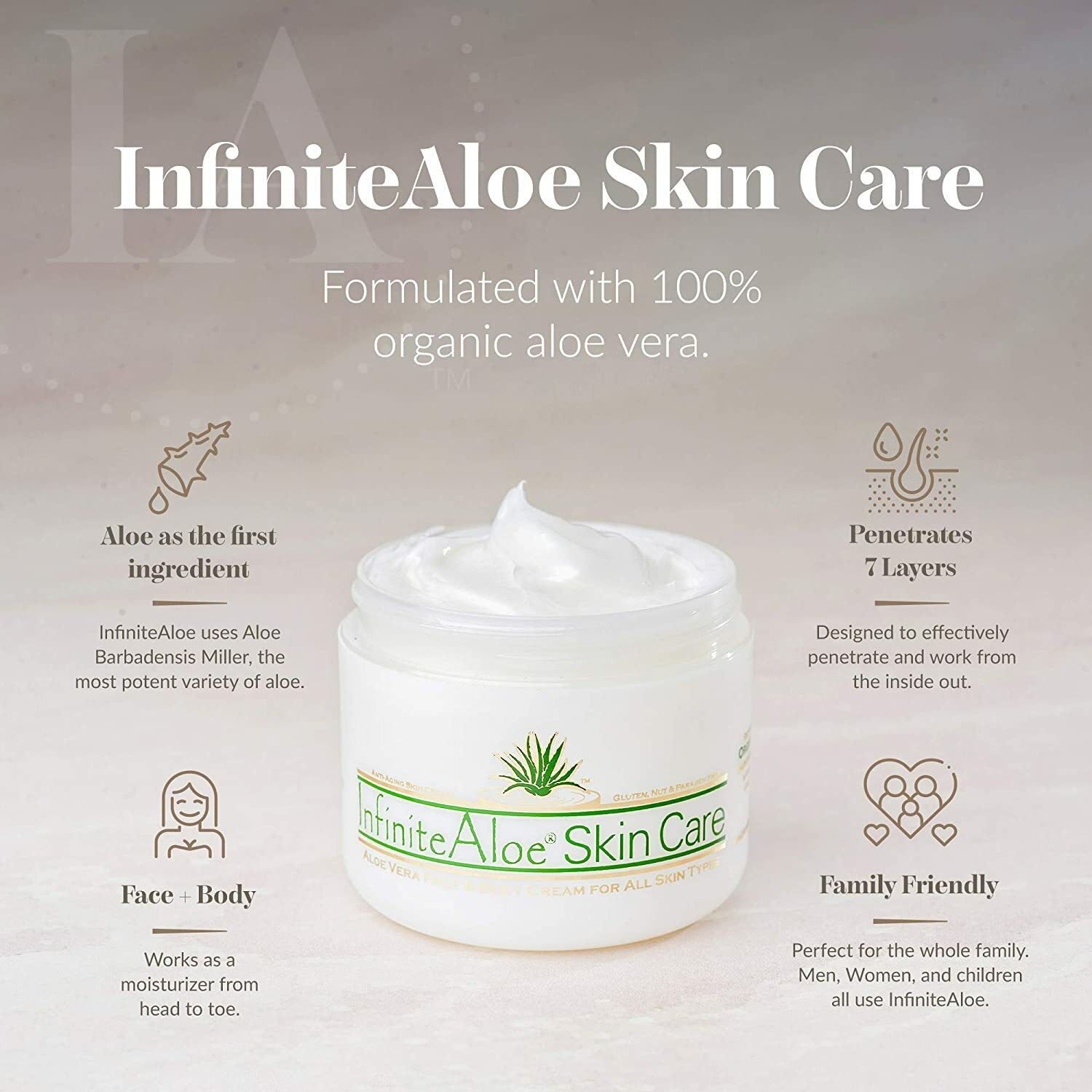 Infinite Aloe Skin Care Cream, Fragrance Free, 8 oz. Jar + 2 bonus ...