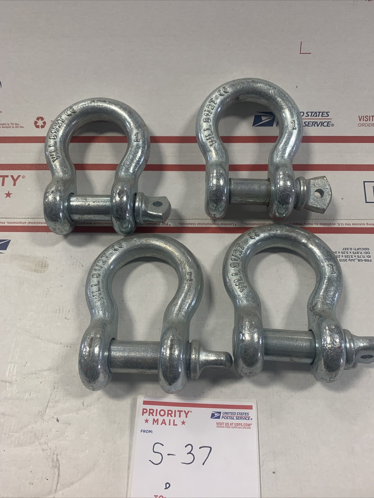 Lot of 4 - WLL 8-1/2T RIGGING SHACKLE SHACKLES CLEVIS 1" PIN | eBay