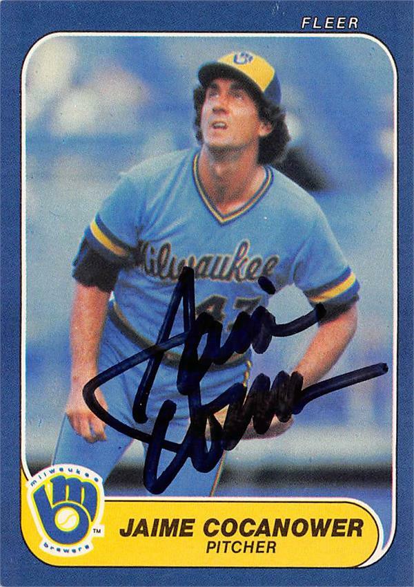 Jaime Cocanower autographed baseball card (Milwaukee Brewers) 1986 ...