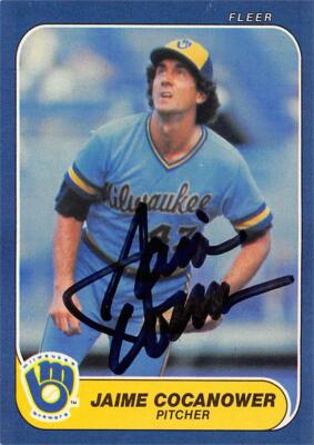 Jaime Cocanower autographed baseball card (Milwaukee Brewers) 1986 ...