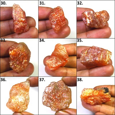 100% Natural Rainbow Lattice Confetti Red Sunstone Rough Gemstone 25-74 ...