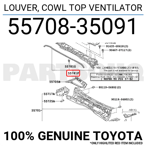 5570835091 Genuine Toyota LOUVER, COWL TOP VENTILATOR 55708-35091 | eBay