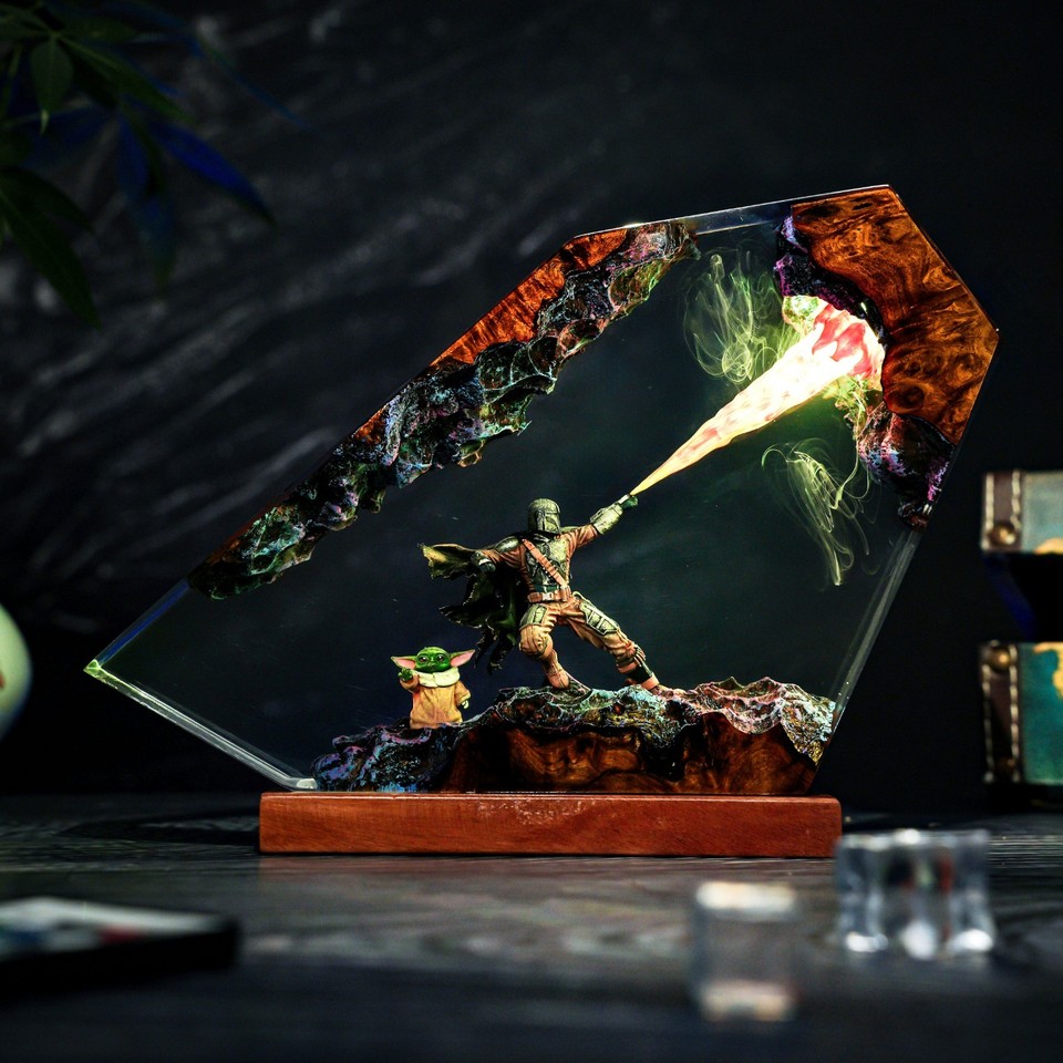 The Mandalorian Resin Lamp, Star Wars Decor, Gift for Him, Christmas ...
