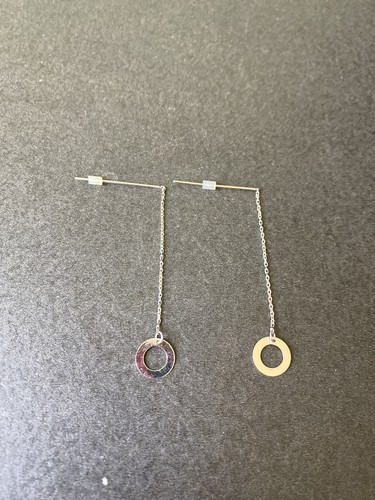 Signed MA Israel 14K White Gold Long Dangle Circle Earrings | eBay