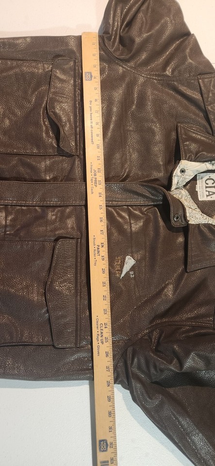 Vtg CIA Brown Leather Map Lined Bomber Flight Jacket Men’s Size 2XL ...