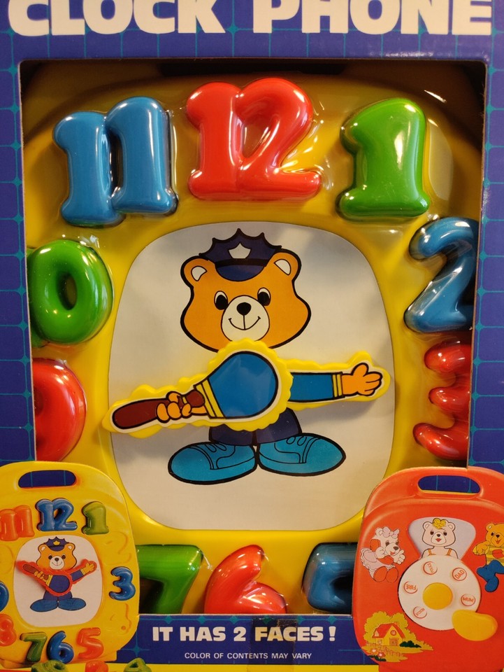 Toy Clock Phone Blue Box Toy With Two Faces Factory Vintage - #3271 ...