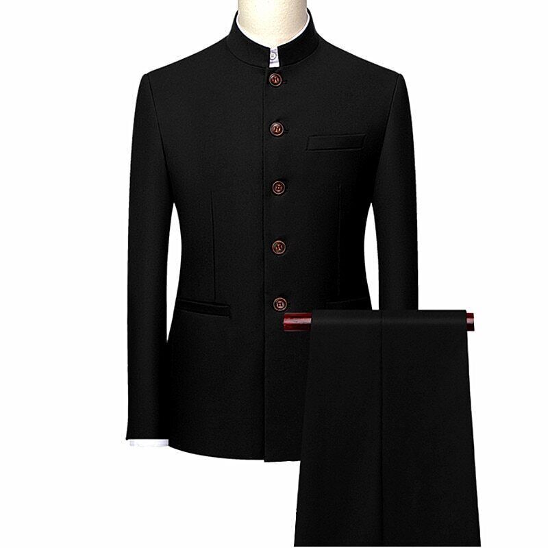 Fashion Men Retro Tang Suit 2 Piece Set Blazer Jackets Pants Outfits ...