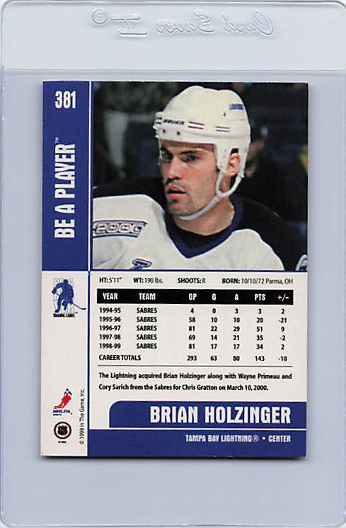 1999/00 Be A Player #381 Brian Holzinger Lightning Signed Auto *G7086 ...