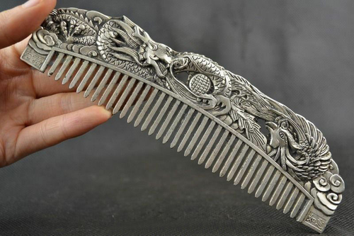 Chinese Old Decoration Collectibles Handwork Tibet Silver Carving ...