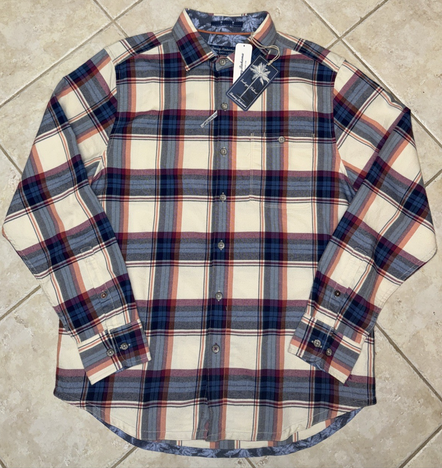 Tommy Bahama Canyon Beach Flannel Window Pane Plaid Stretch LS Mens XXL ...