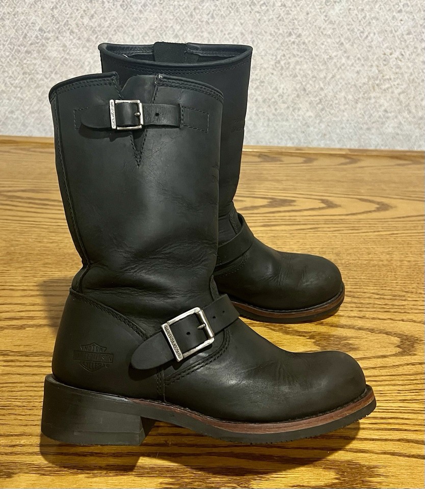 7 M Harley-Davidson Women’s 11” Black Leather Motorcycle Engineer Boots ...