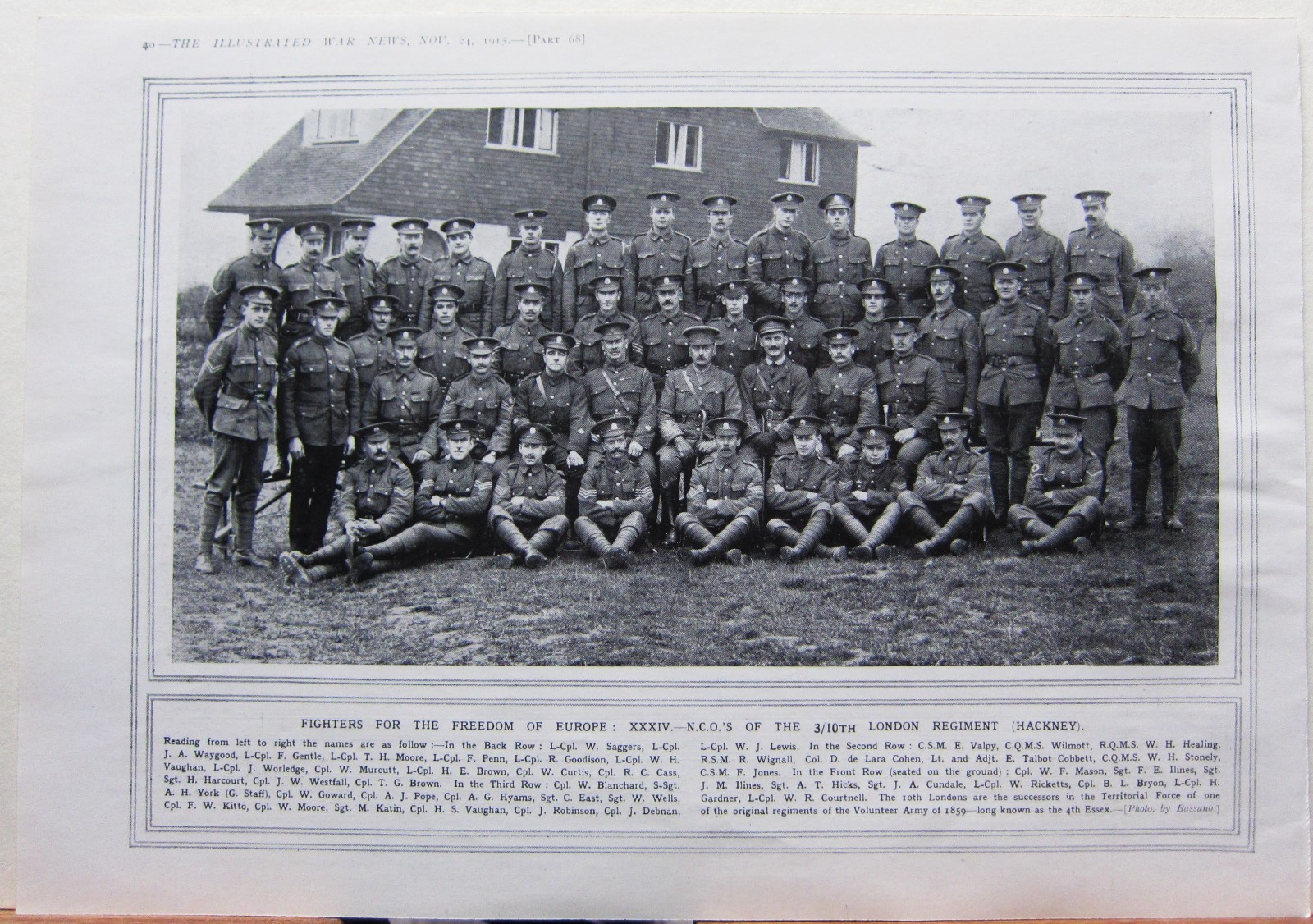 1915 WWI WW1 PRINT N.C.O THE 3/10th LONDON REGIMENT HACKNEY NAMED | eBay UK