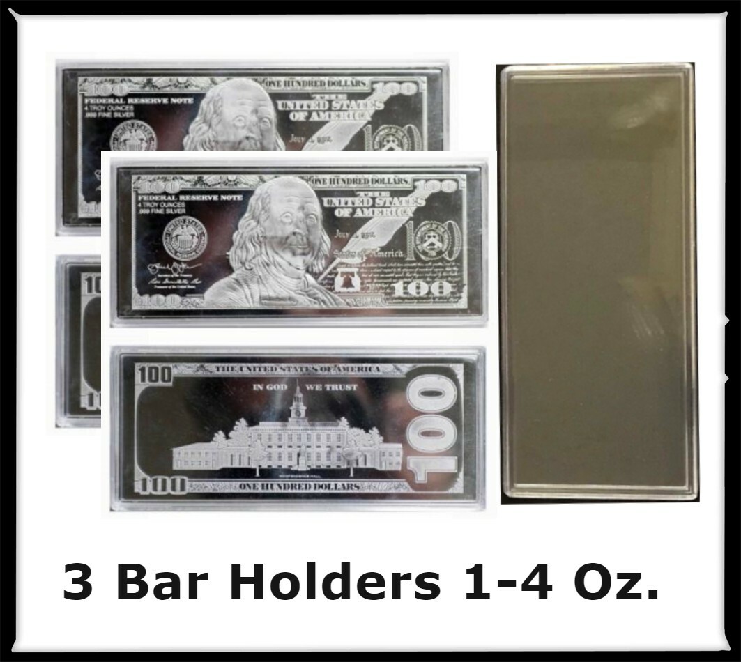 3 Coin Safe Hard Acrylic Bar Capsule For 1-4 Oz Silver Currency Display ...