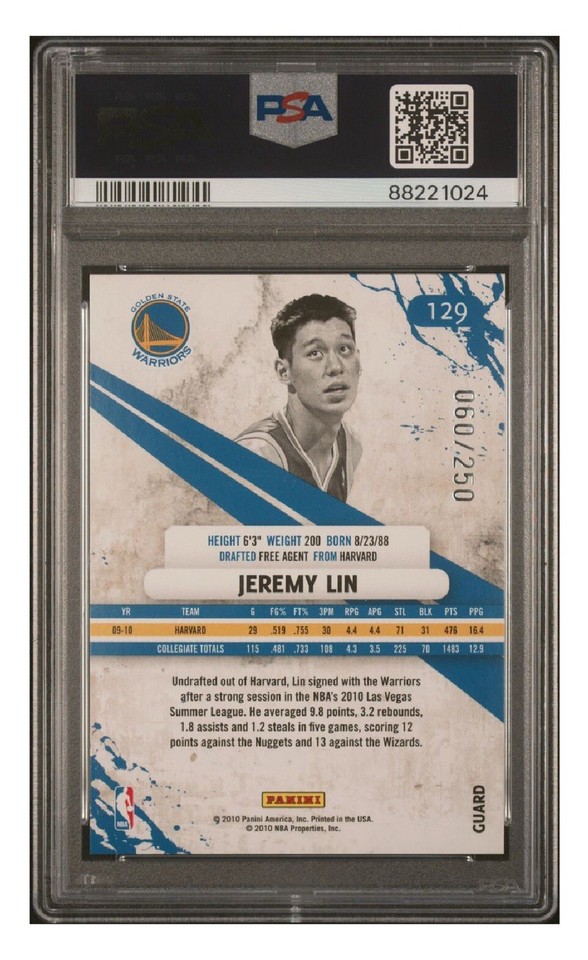 2010 Panini R&S JEREMY LIN #129 RC Longevity Ruby Rookie PSA 10 /250 ...