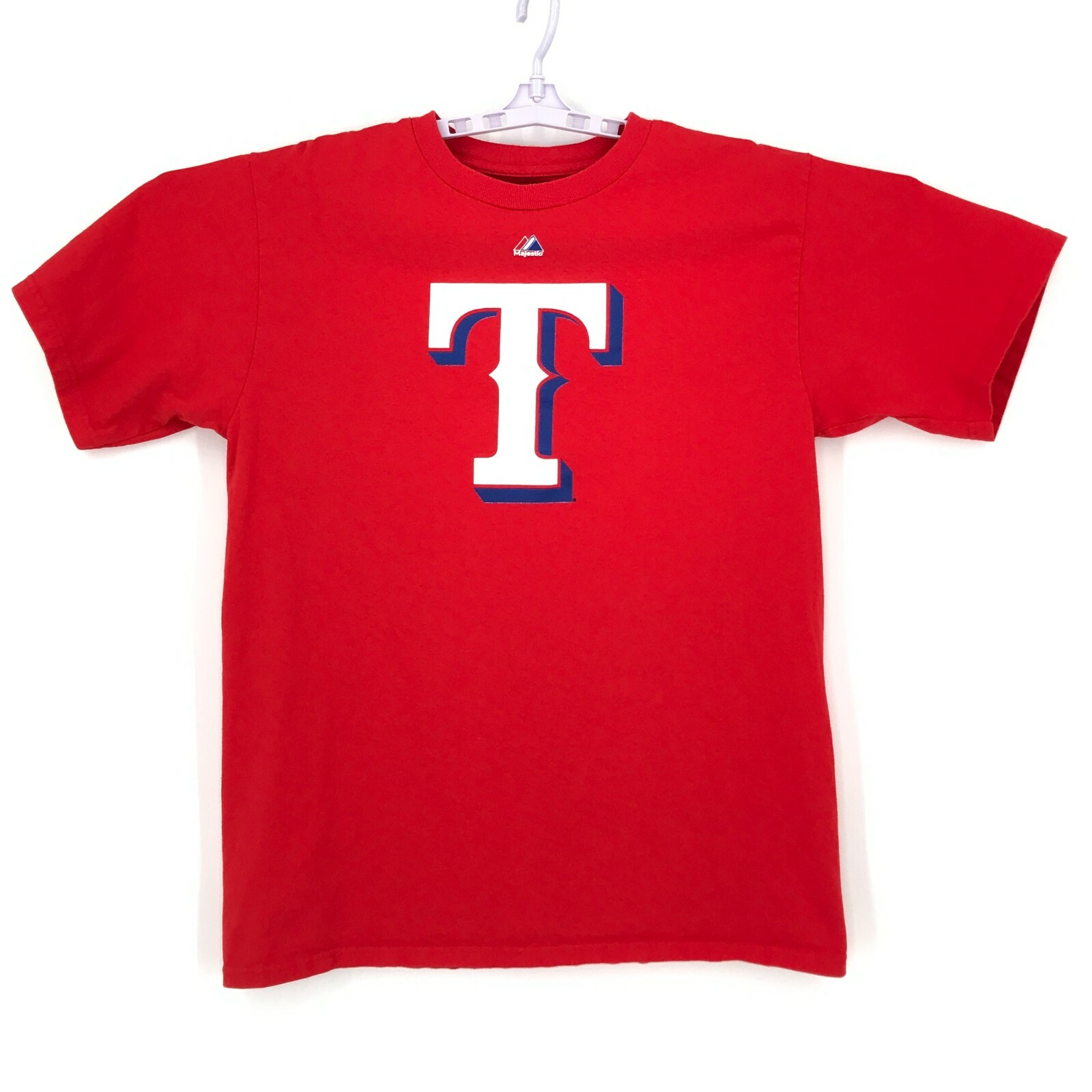 Texas Rangers Shirt Mens Large Red Short Sleeve MLB Baseball Majestic ...