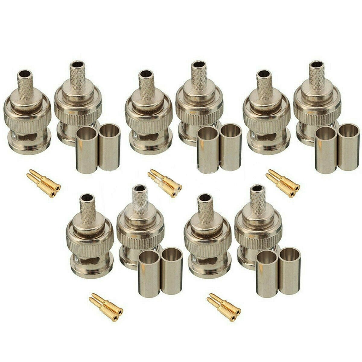 10 Sets 3PCS BNC Male RG58 Plug Connector Crimp Connectors | eBay