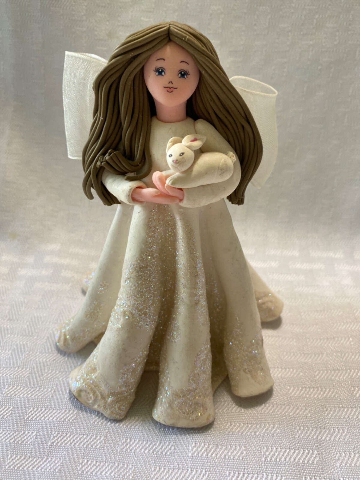 Kneeded Angel "Snow Bunny" 6057 Pavilion Gift Co. Girl Angel with bunny ...