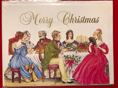 Marian Heath Merry Christmas Card Fold Out Victorian Dinner Eve | eBay