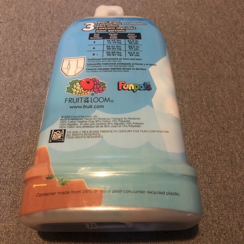 SIZE 4 Boys' Fruit Of The Loom Funpals Ice Age 2 Briefs Underwear YEAR ...