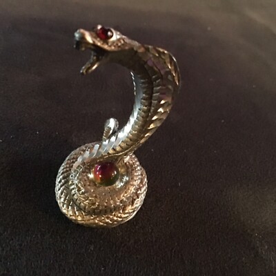 Masterworks Fine Pewter Cobra Snake with Crystal Ball 1994 Vintage | eBay