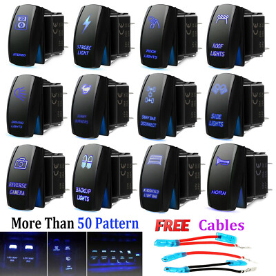 12V 20A Blue LED Car Boat Push Button Rocker Switch 4x4 for ARB Carling ...