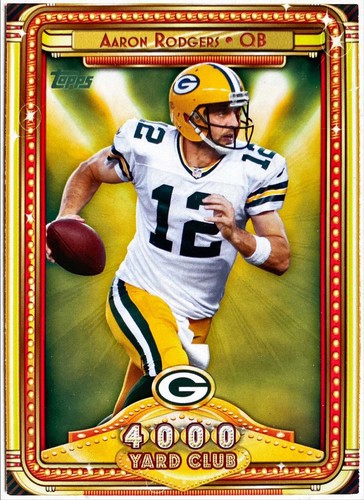 2013 Topps Aaron Rodgers 4000 Yard Club Gold Green Bay Packers Jets SSP ...