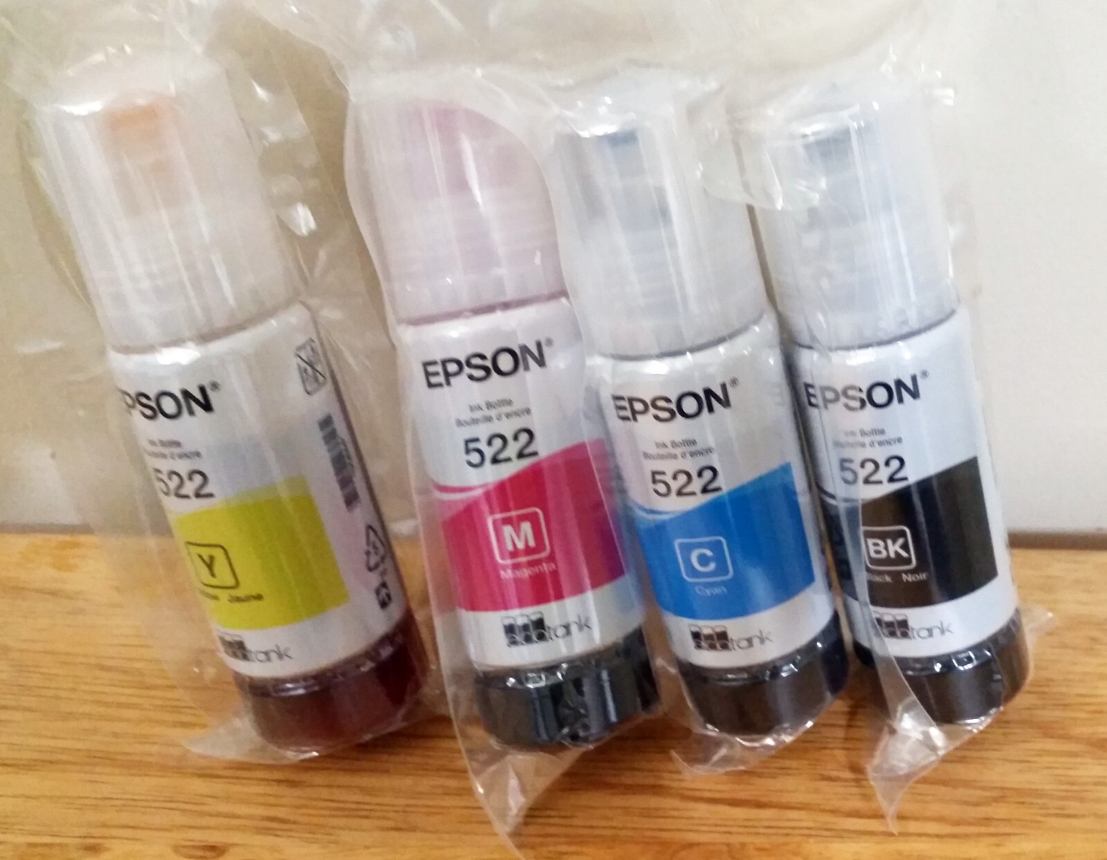 NEW Genuine Epson 522 Ink Bottle Set 4 bottles ECO-TANK printers ...