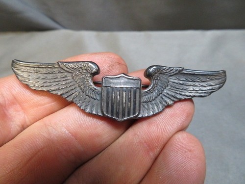 WWII US ARMY AIR FORCE PILOT WINGS-LUXENBERG NEW YORK STERLING SILVER ...